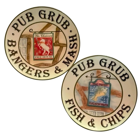 Bia Cordon Bleu | Dining | Pair Of 8 Ceramic Plates Pub Grub Bangers ...